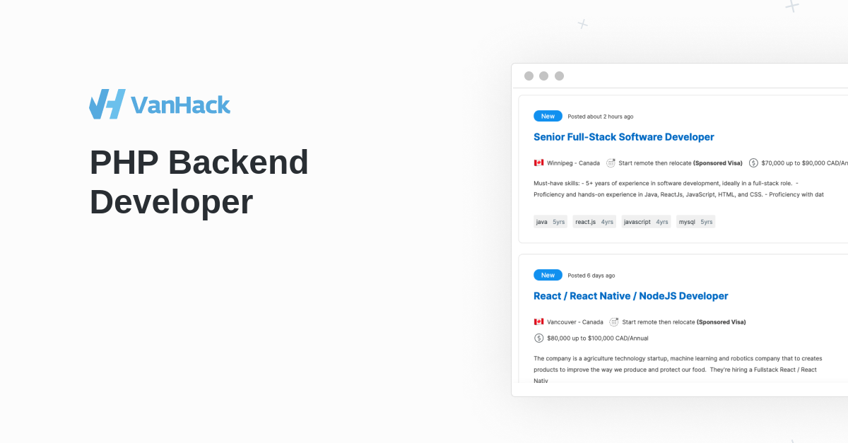 PHP Backend Developer - VanHack